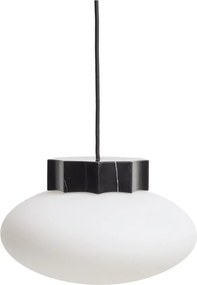 Bílé/černé kovové závěsné svítidlo se skleněným stínidlem ø 26 cm Idela – Kave Home