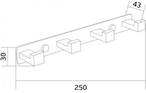 Mexen příslušenství, Věšák na ručníky 4-háčky, zlatá, 709264-50