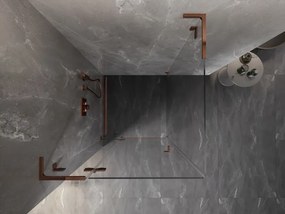 Mexen Lunar, L sklápěcí sprchový kout levý 80 x 80 cm, 8mm čiré sklo, profil růžové zlato, 834L-080-080-60-00-L