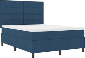 Postel s boxspringem s čelo Modrá 140 x 200 cm textil 3339398