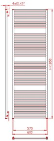 Thermal Trend KH-EX2 450 x 1850 elektrický topný žebřík, 600W KH-EX2 450/1850-600W antracit