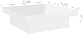 Petromila Konferenční stolek bílý vysoký lesk 90 x 90 x 28 cm dřevotříska