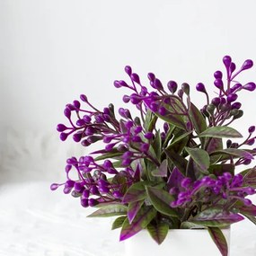 Bytová dekorace - umělé rostliny v květináči - výška 11 cm Barvy: fuchsiová