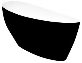 Besco Volně stojící vana z litého mramoru Keya BW Matt 165x70 Barva: Bílá/černá, Rozměry (cm): 163,5x70,5, Typ a barva výpustě: Click-Clack, chrom