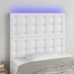 Čelo postele s LED bílé 100x5x118/128 cm umělá kůže