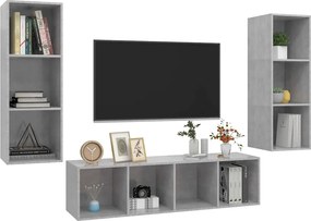 3dílný set TV skříněk betonově šedý dřevotříska 3079749