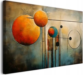 Moderní obraz na plátně do obývacího pokoje abstrakce žluté kruhy 80x120 cm