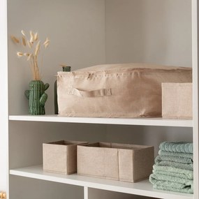 Béžové látkové úložné boxy v sadě 2 ks 14x12x12 cm Sandy – Compactor