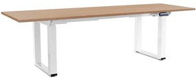 Výškově nastavitelný stůl OfficeTech Strong 240 x 80 cm, bílá podnož, dub