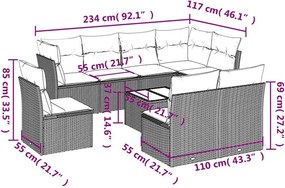 9dílná zahradní sedací souprava s poduškami černá polyratan 3217766