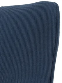 Křeslo ušák modré manšestrová látka dřevěné nohy masiv AK-314 BLUE2