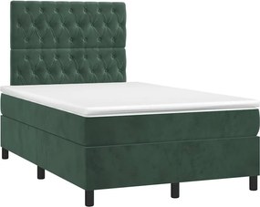 Box spring postel s matrací tmavě zelená 120x190 cm samet 3270022