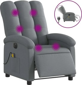 Elektrické masážní polohovací křeslo tmavě šedé textil 3204081