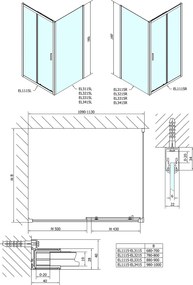 Polysan Polysan, EASY LINE sprchové dveře 1100mm, čiré sklo, EL1115