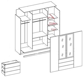 Casarredo Šatní skříň MILO 4-dvéřová