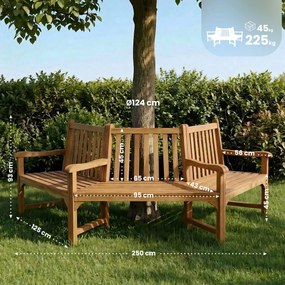Lavice kolem stromu Kenna s područkou půlkruhové provedení 250 cm – teaková