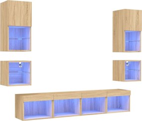8dílná obývací stěna s LED dub sonoma kompozitní dřevo 3216592
