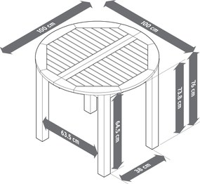 Tchibo - Kulatý/oválný rozkládací zahradní stůl - barva: hnědá