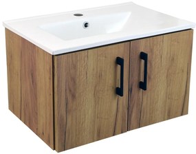 Comodo Koupelnová skříňka s keramickým umyvadlem Agria II GO 60 - zlatý dub