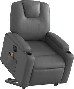 Zvedací masážní polohovací křeslo šedé umělá kůže 3204440