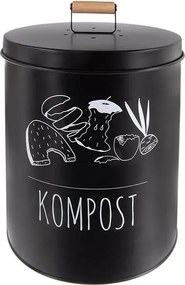 Kulatá plechová dóza KOMPOST Black 8 l