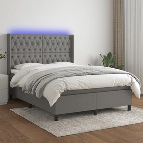 Box spring postel s matrací a LED tmavě šedá 140x190 cm textil,  3138550