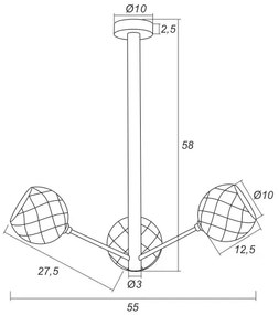 Argon 1358 - LED Lustr na tyči BELLUNO 3xLED/5W/230V