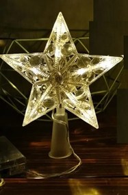 Světelná LED hvězda na špičku stromečku, 15cm, různé barvy na výběr Barva: Studená bílá