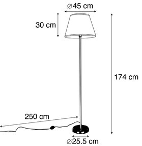 Moderní stojací lampa ocelová s bílým plisovaným stínidlem 45 cm - Simplo