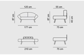 Designová rozkládací pohovka Uilani 177 cm petrolejová