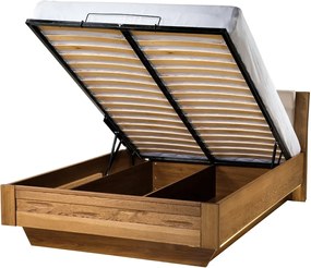 Dvoulůžková postel Velvet II 74 140x200 z masivu s LED osvětlením a roštem dub Rustikal/béžová