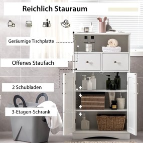 Costway Volně stojící koupelnová skříňka s 2 dvířky – 60 × 30 × 108 cm