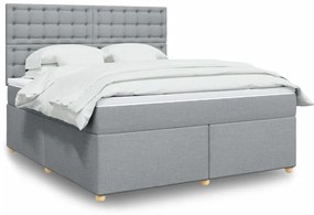 Box spring postel s matrací světle šedá 180 x 200 cm textil