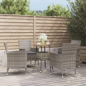 5dílný zahradní bistro set s poduškami šedý polyratan 3187435