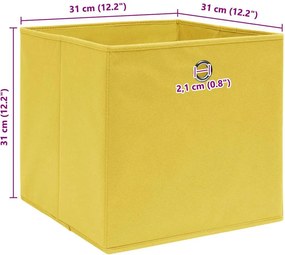 Úložné boxy 10 ks žluté 32 x 32 x 32 cm textil 288367