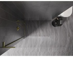 Mexen, Mexen Kioto-X L sprchová stěna 80 x 200 cm, průhledná 10 mm, zlatý kartáč - 800-080-107-55-00-X