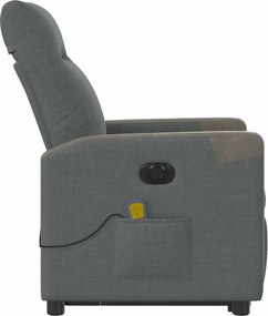 Elektrické zvedací masážní polohovací křeslo tmavě šedé textil 3324106