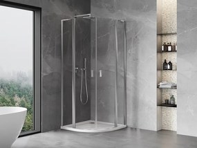 Mexen Mist L, čtvrtkruhový sprchový kout s 2-křídlými dveřmi, 100 x 100 cm, 8mm čiré sklo, chromový profil, 8A32L-100-100-01-00