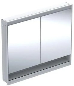 Geberit ONE - Zrcadlová skříňka s LED osvětlením, 1050x900x150 mm, 2 dvířka, s nikou, vestavná, bílá 505.824.00.2