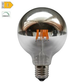 Diolamp LED Filament zrcadlová žárovka 8W/230V/E27/2700K/900Lm/180°/DIM, stříbrný vrchlík