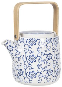 Porcelánová konvička na čaj s modrými květy – 20 cm / 800 ml