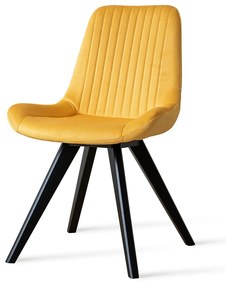 Židle čalouněná, černé nohy, barva žlutá, kolekce Feretti