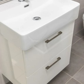 Mereo Mereo, Leny, koupelnová skříňka s keramickým umyvadlem 50 cm, bílá, nové madlo, MER-CN810N