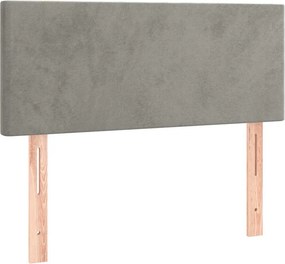 Box spring postel s matrací a LED světle šedá 90x200 cm samet 3134261