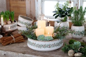 Béžová keramická mísa s cesmínou Holly Christmas Antique – Ø 30*10 cm