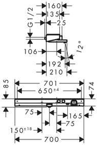 Hansgrohe ShowerTablet Select, termostatická vanová baterie 700, chromová, 13183000