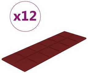 vidaXL Nástěnné panely 12 ks vínové 90 x 30 cm textil 3,24 m²