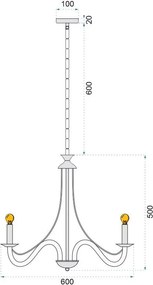 Toolight - Závěsné svítidlo 8xE14 60W APP210-3CPR, černá, OSW-08147