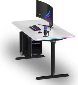 Ultradesk Quest černá-bílá / Herní stůl / 140 x 70 cm / nastavitelná v