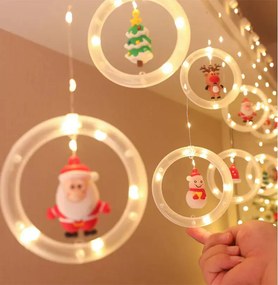 HJ Vánoční světelný závěsný řetěz s 10 kruhy a gumovými figurkami LED barva: Teplá bílá/Warm white
